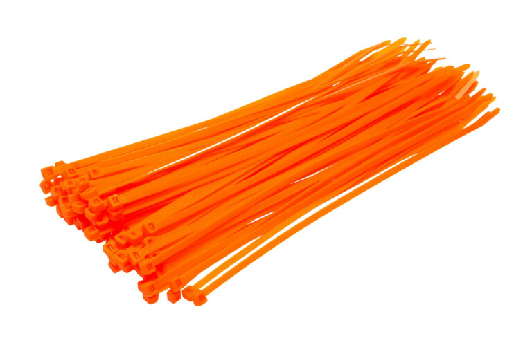 4.8 x 200mm Nylon Standard Fluorescent Cable Ties, Orange – Pack of 100 ...