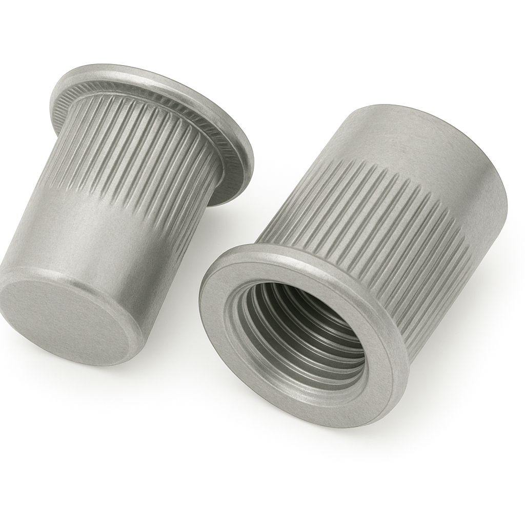 M10 x 30.0mm Flat Head, Round Knurled Closed End Body Rivet Nuts, A2 ...