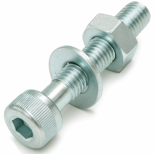 M8 x 75mm Socket Cap Screw, Nut & Washer (Assembled Bolt) High Tensile ...