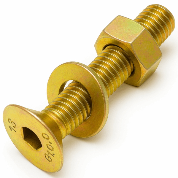 M6 x 30mm Socket Countersunk Screw, Nut & Washer (Assembled Bolt) High ...