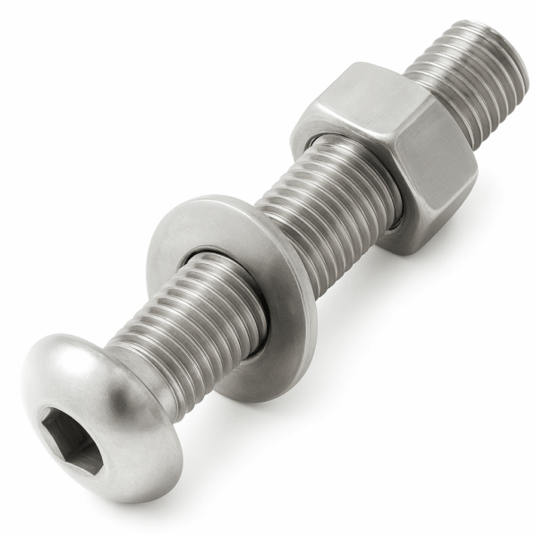 M2 x 6mm Socket Button Screw, Nut & Washer (Assembled Bolt) A4 Marine ...
